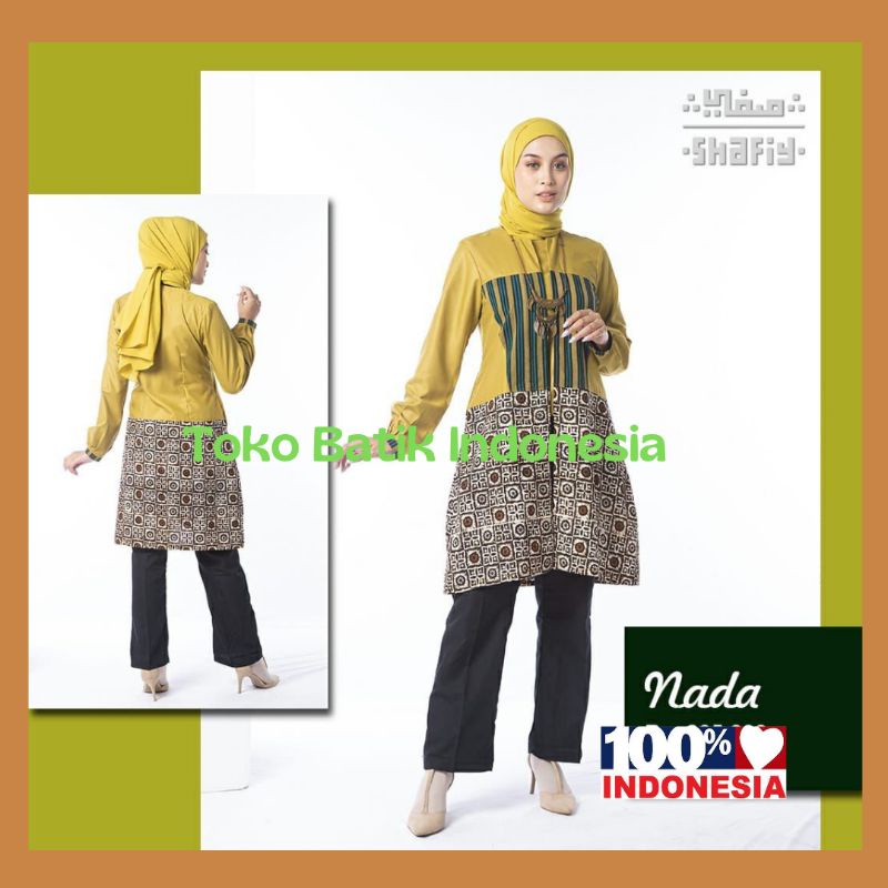 Jual Shafiy Nada Tunik Batik Etnik Tenun Lurik Kombinasi Katun Toyobo Premium Baju Kerja Pesta ...