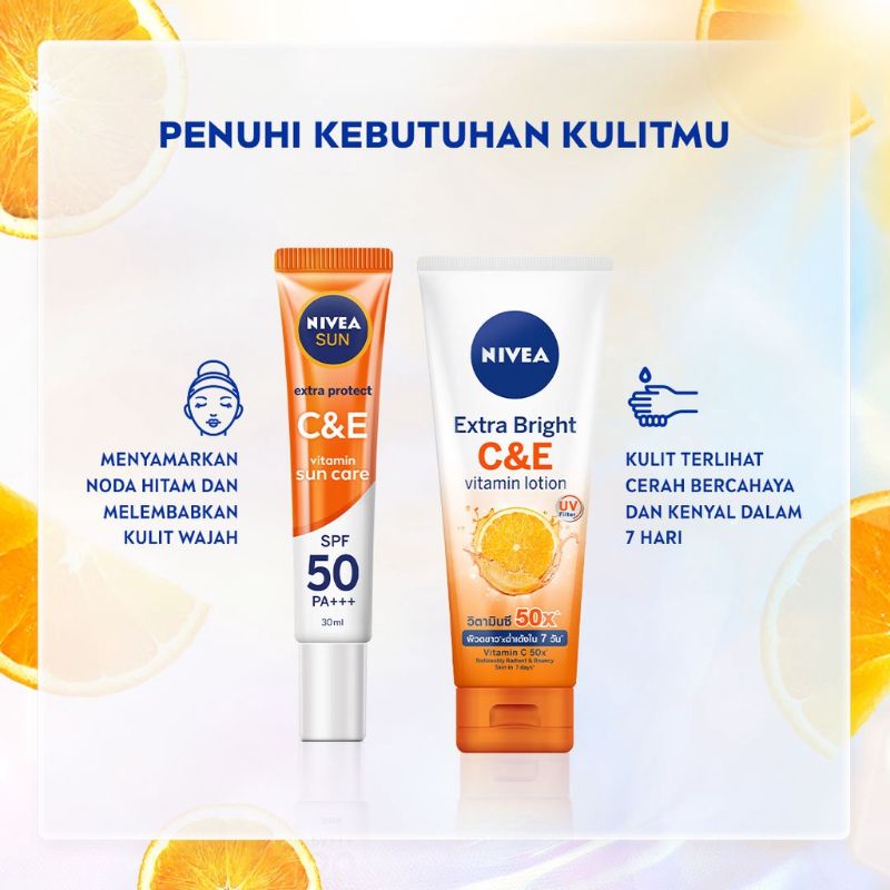 Jual Ready! Nivea Extra Bright C&E Vitamin Lotion & Nivea Sun Extra Protect C&E Vitamin Sun Care ...