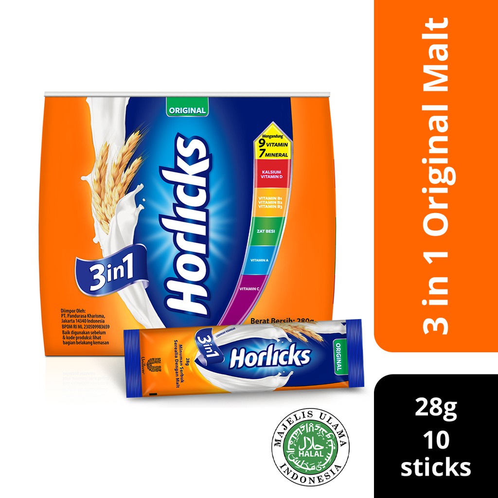 Jual Horlicks 3in1 Original 10x28g Minuman Malt Pouch | Shopee Indonesia