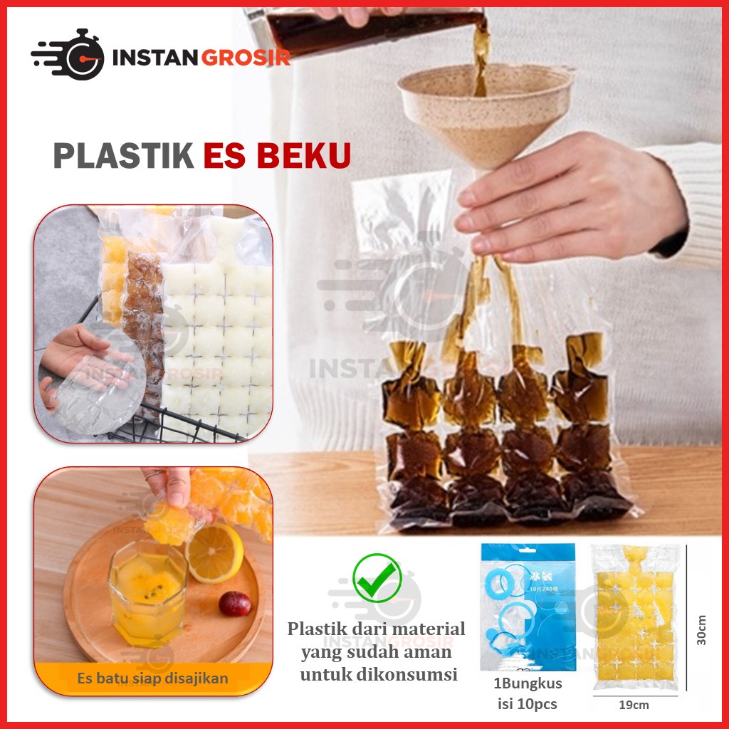 Jual Plastik Cetakan Es batu 1pack isi 10 lembar kantong pelastik cetak ...