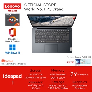 Jual LENOVO IDEAPAD 1 14ALC7 31ID, AMD R3-5300U/8GB/512GB/W11HSL+OHS/2Y ...