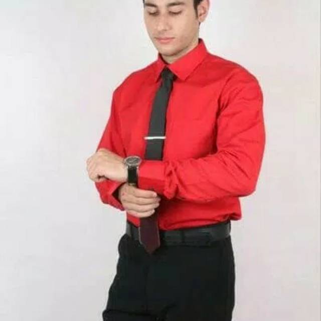 Jual Kemeja merah lengan panjang | Shopee Indonesia
