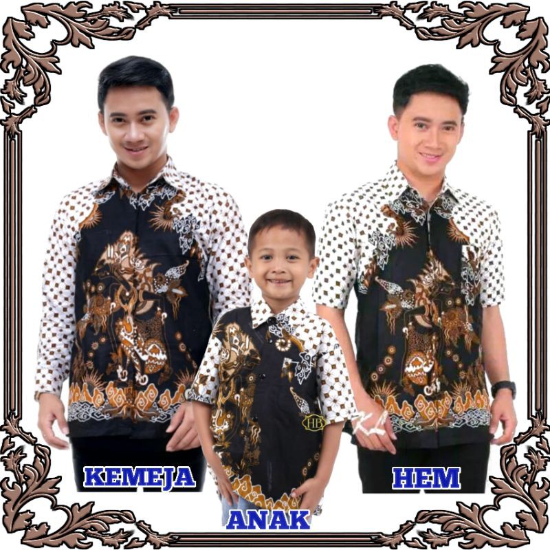 Jual BAYAR DITEMPAT,BAJU COUPLE AYAH ANAK CORAK WAYANG PUTIH, BAJU ...