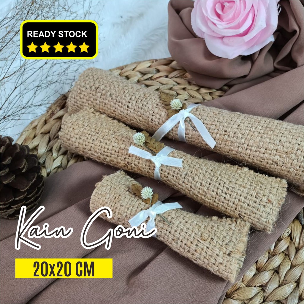 Jual Kain Goni / Burlap Ukuran 20x20 cm dan 25x25 cm Coklat Natural ...
