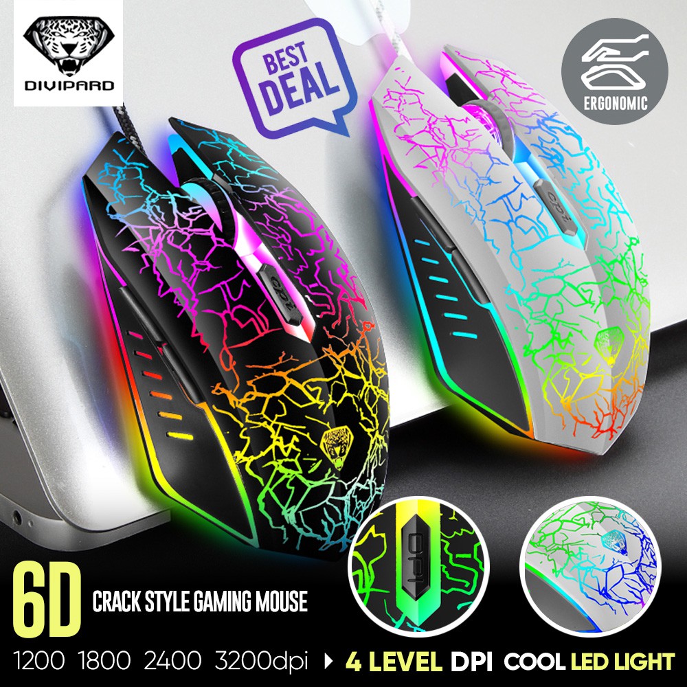 Jual Mouse Gaming Kabel Colorful Backlight Divipard G202 3200 DPI ...