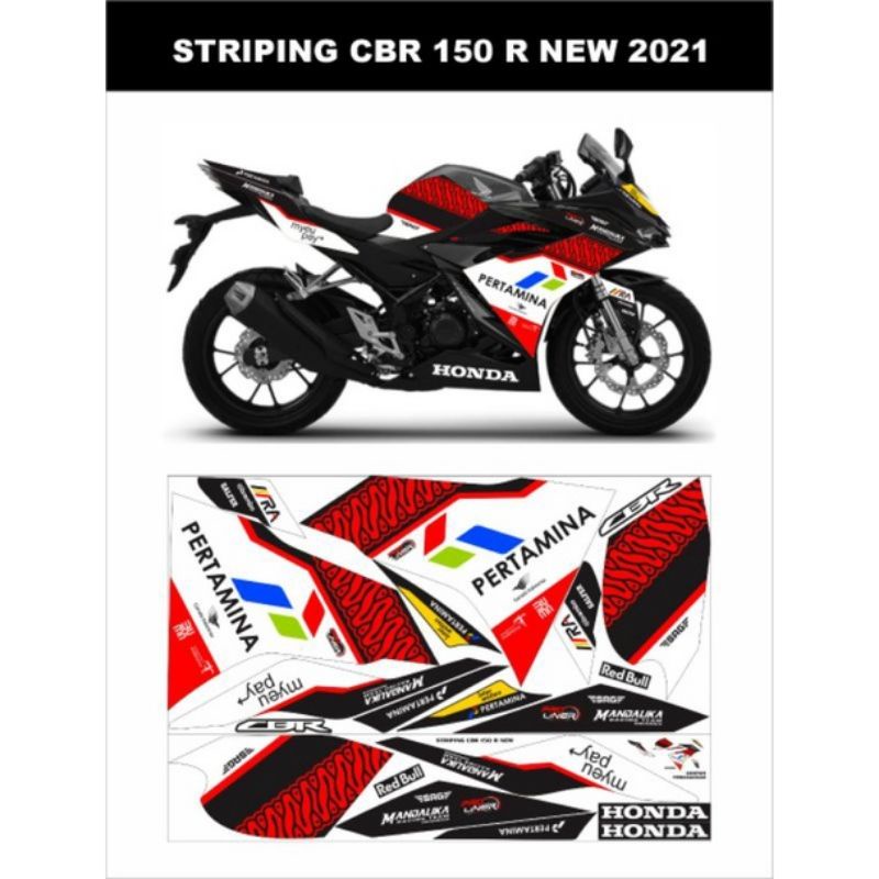 Jual STRIPING MOTOR CBR 150R K45R 2021 2022 EDISI MANDALIKA / DECAL STIKER ALL NEW HONDA CBR 150 ...