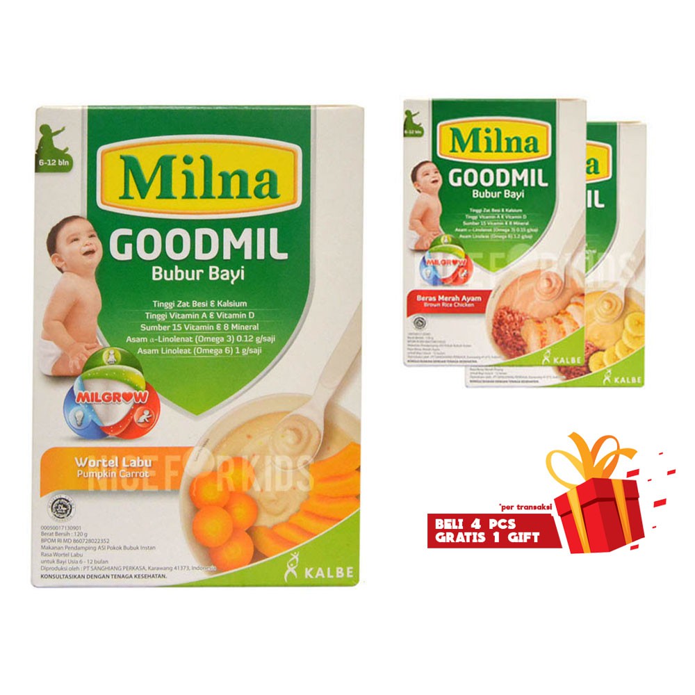 Milna Bubur Bayi Goodmil 6 Bulan Dan 8 bulan+ Bubur Tanpa Susu Sapi ...