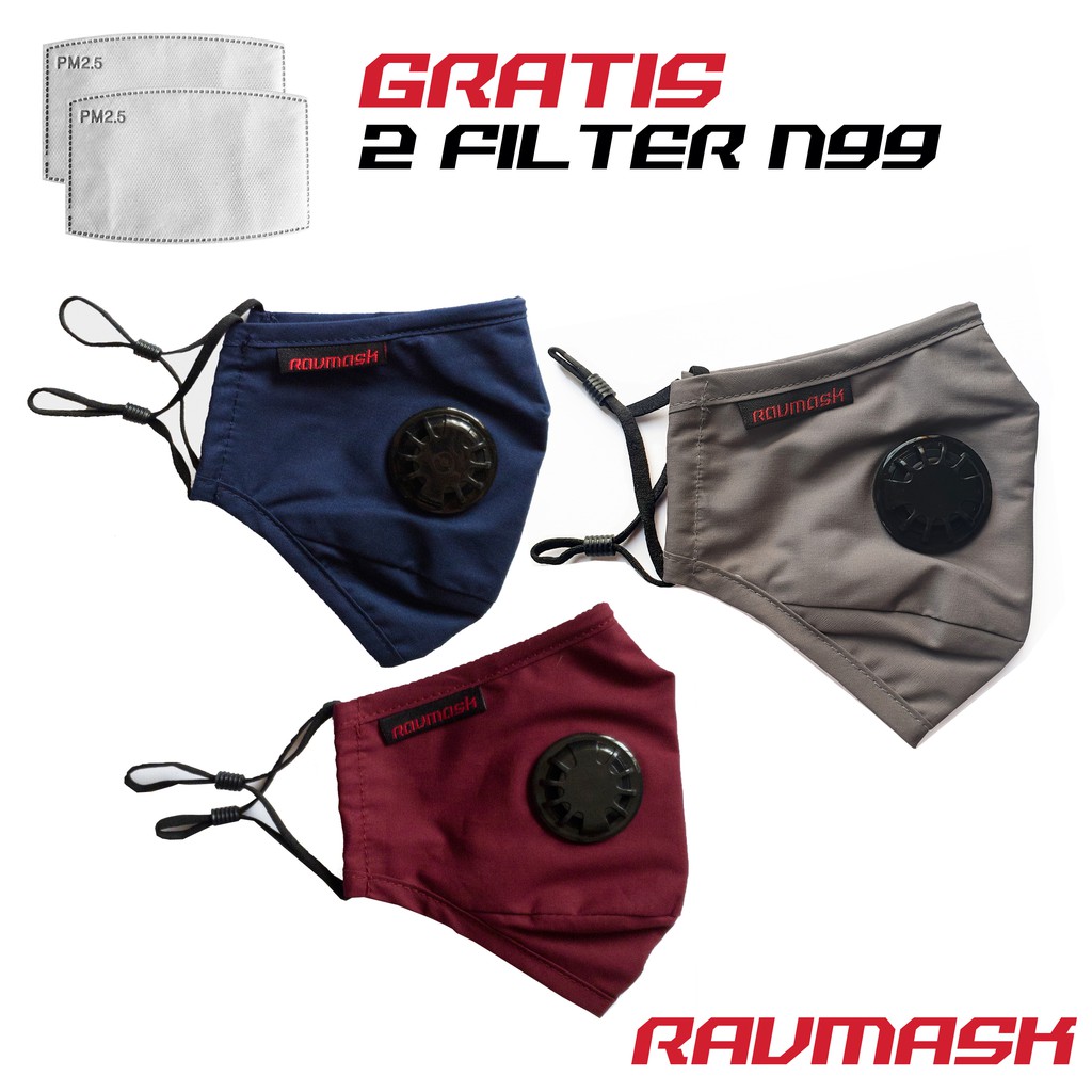 Masker kain N99 dengan valve, bisa dicuci (Gratis 2 Filter N99 ...