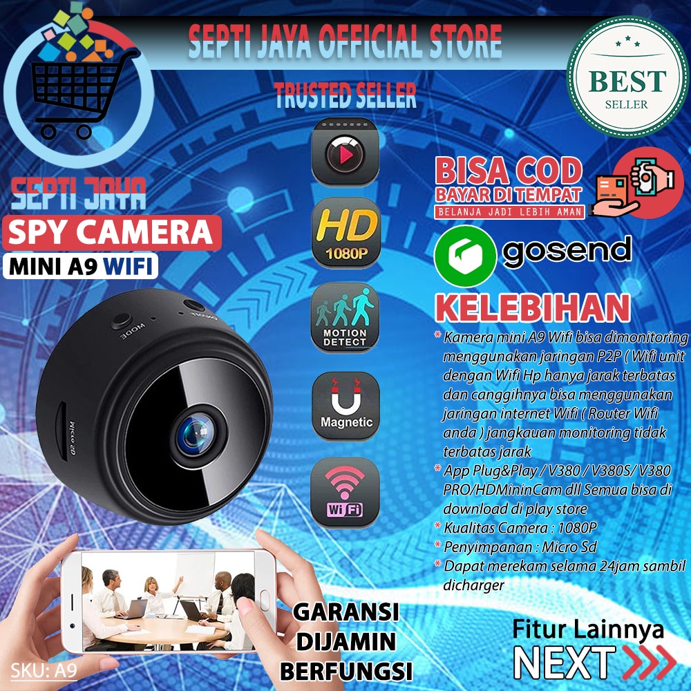 Jual SPY A9 MINI CAMERA WIFI HD 1080P MICRO KAMERA KECIL SMART IP CAM ...