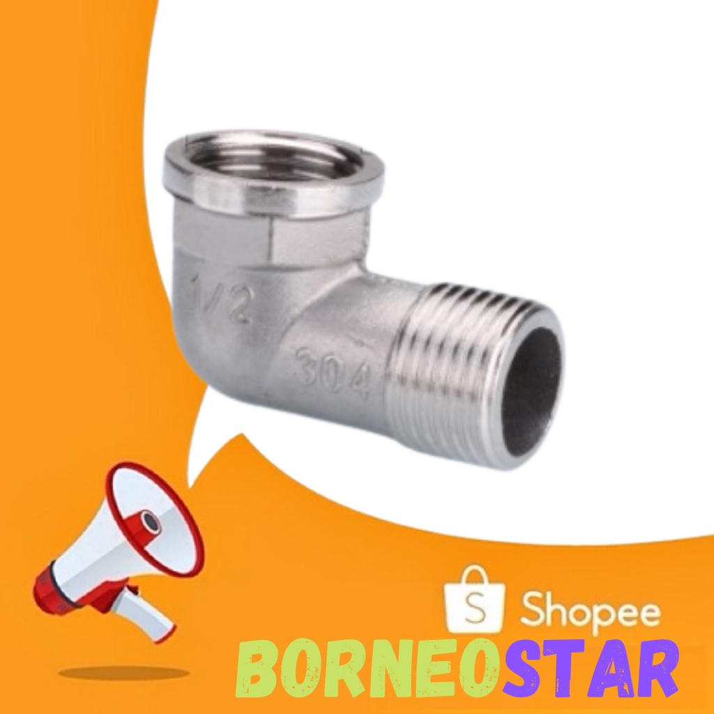 Jual Knie LD Stainless 304 Ukuran 1/2 Inch - Sambungan elbow Nepel Pipa Drat Kni Knif L keni ...