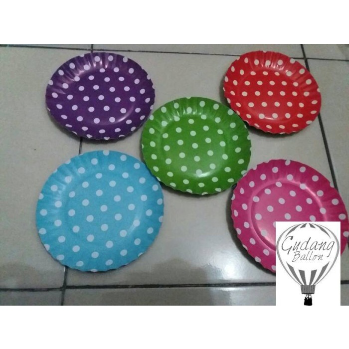 Jual Piring Kue Polkadot Biru / paper Plate / Piring ulang | Shopee ...
