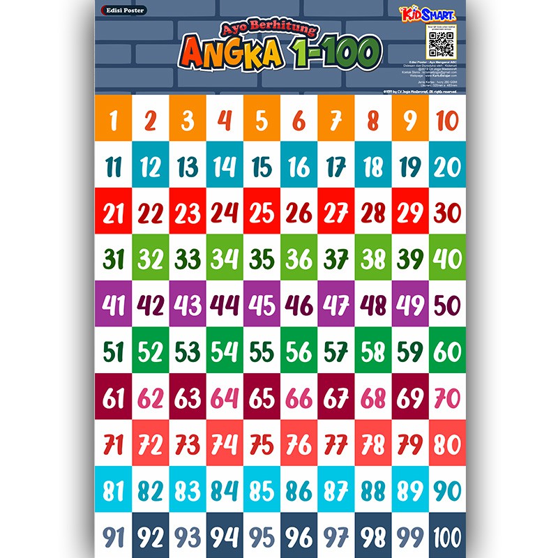 Jual Poster Angka 1 - 100 Edukasi Anak Indonesia|Shopee Indonesia