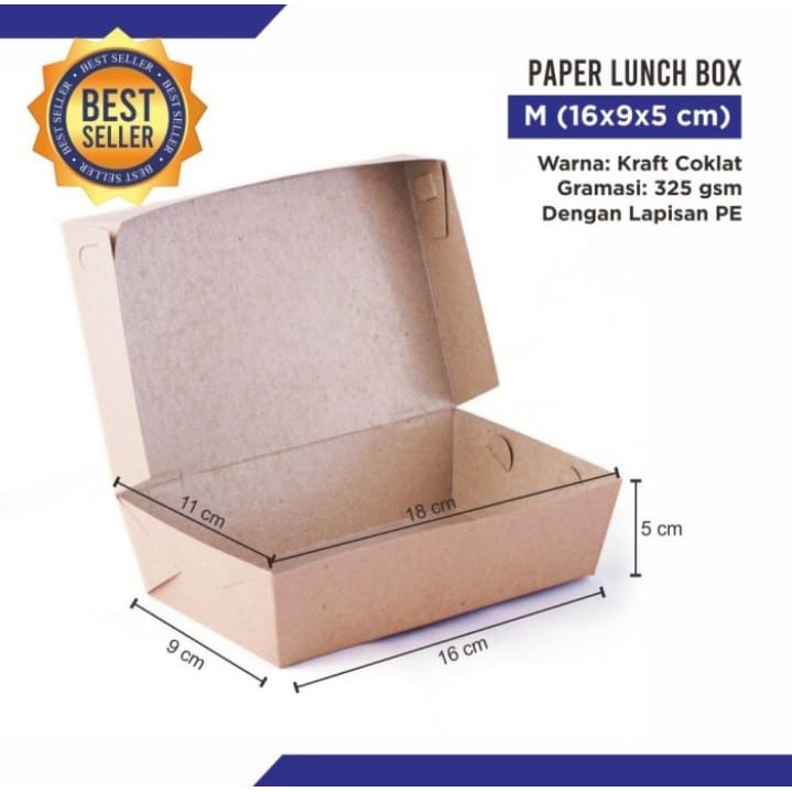 Jual Kotak Makan / Kotak Nasi Kertas (Paper Lunch Box) LB01K4 UK M (MIN ...