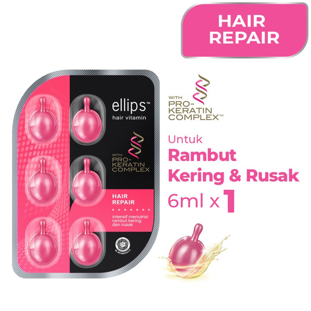 Jual Ellips Hair Vitamin Pro Keratin Hair Repair Blister 6 Butir ...