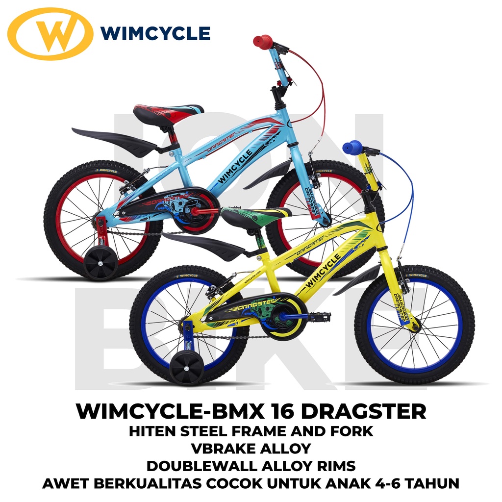Jual Bmx 16 Wimcycle Dragster Blue Yellow Terbaru Sepeda Anak Cowok Wim ...