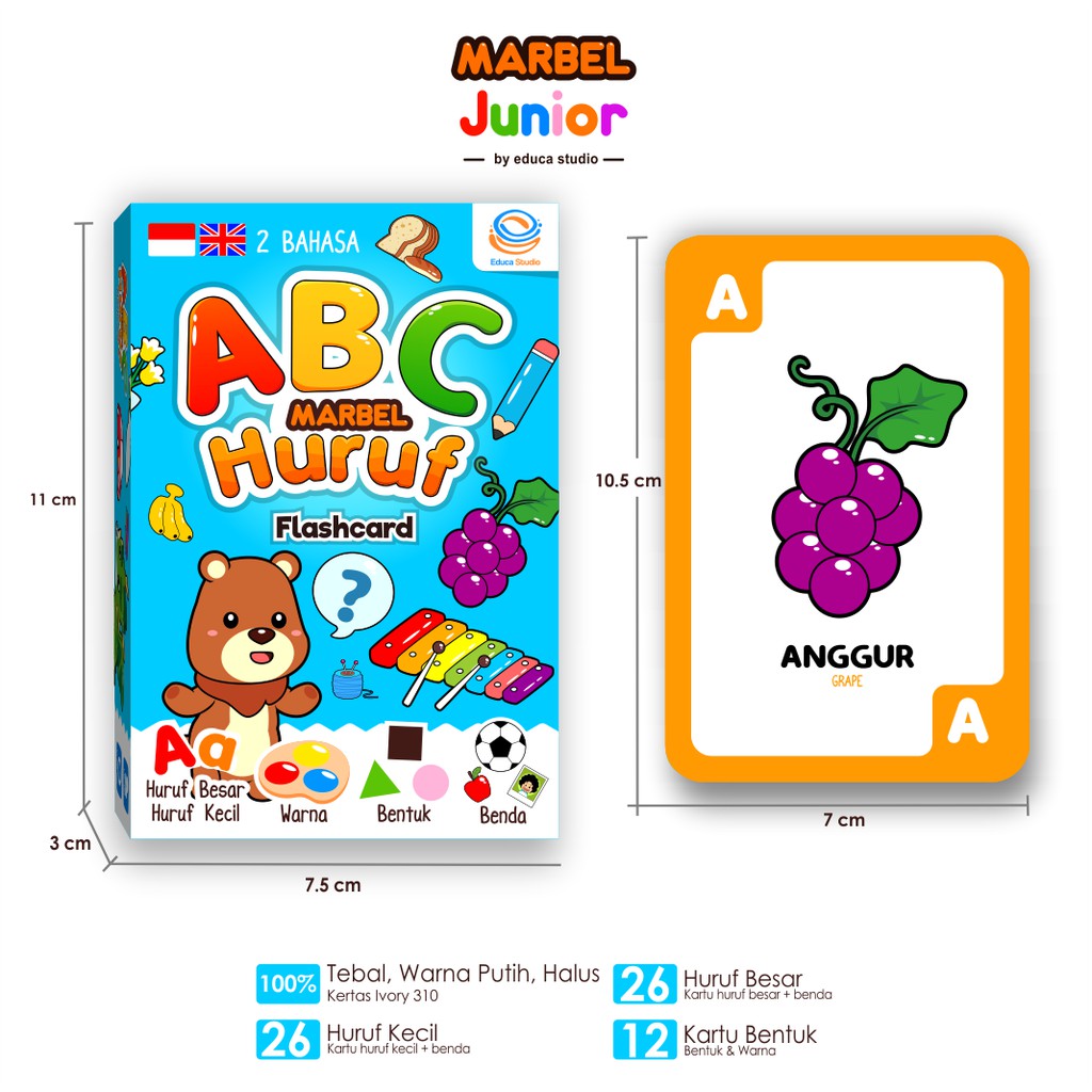 Jual Marbel FLASHCARD HURUF ABC - Kartu Bayi Pintar - Belajar Alphabet ...