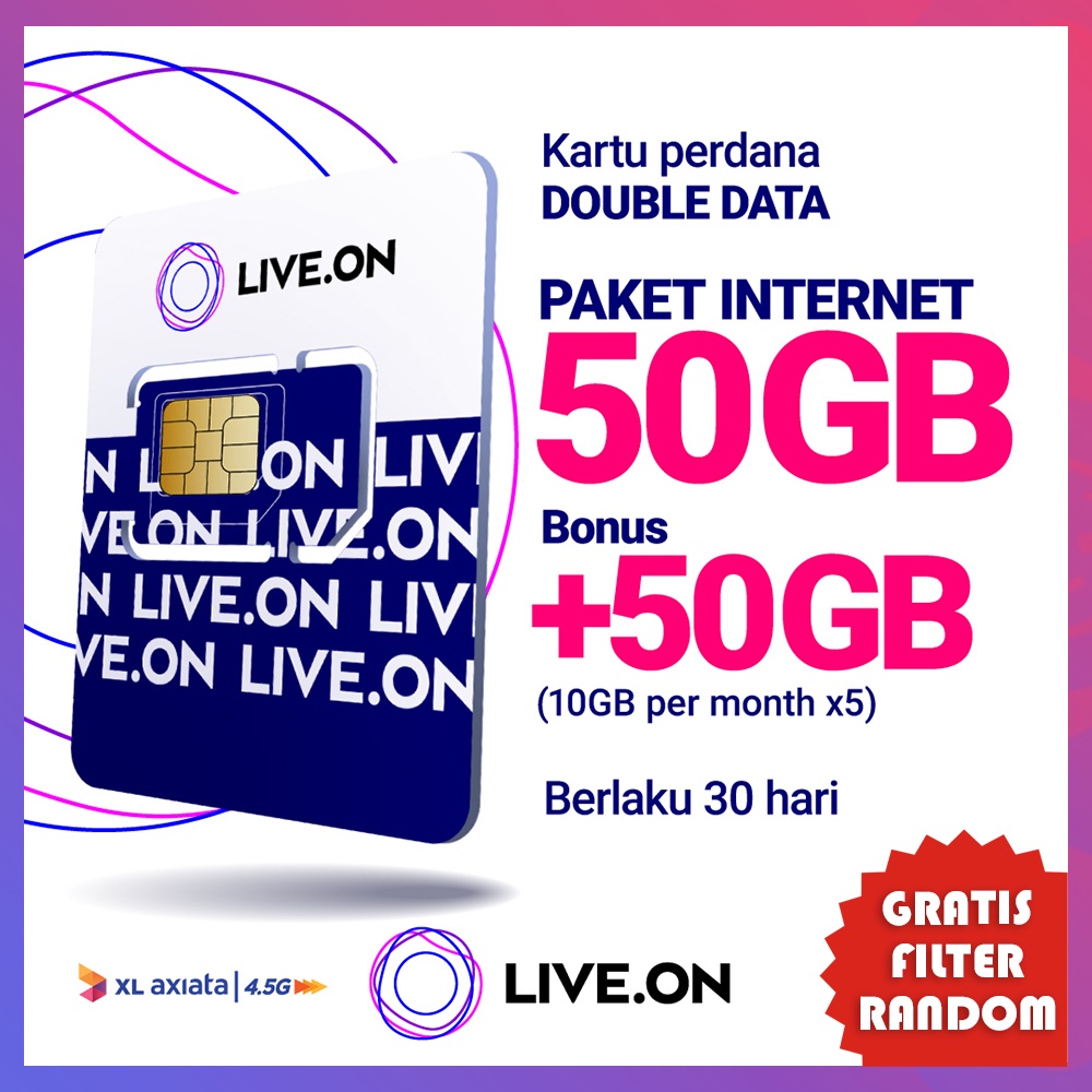 Jual Kartu Perdana Internet XL Live.ON TERMURAH - Double Data 50GB + 50GB (30 Hari) - KUOTA ...