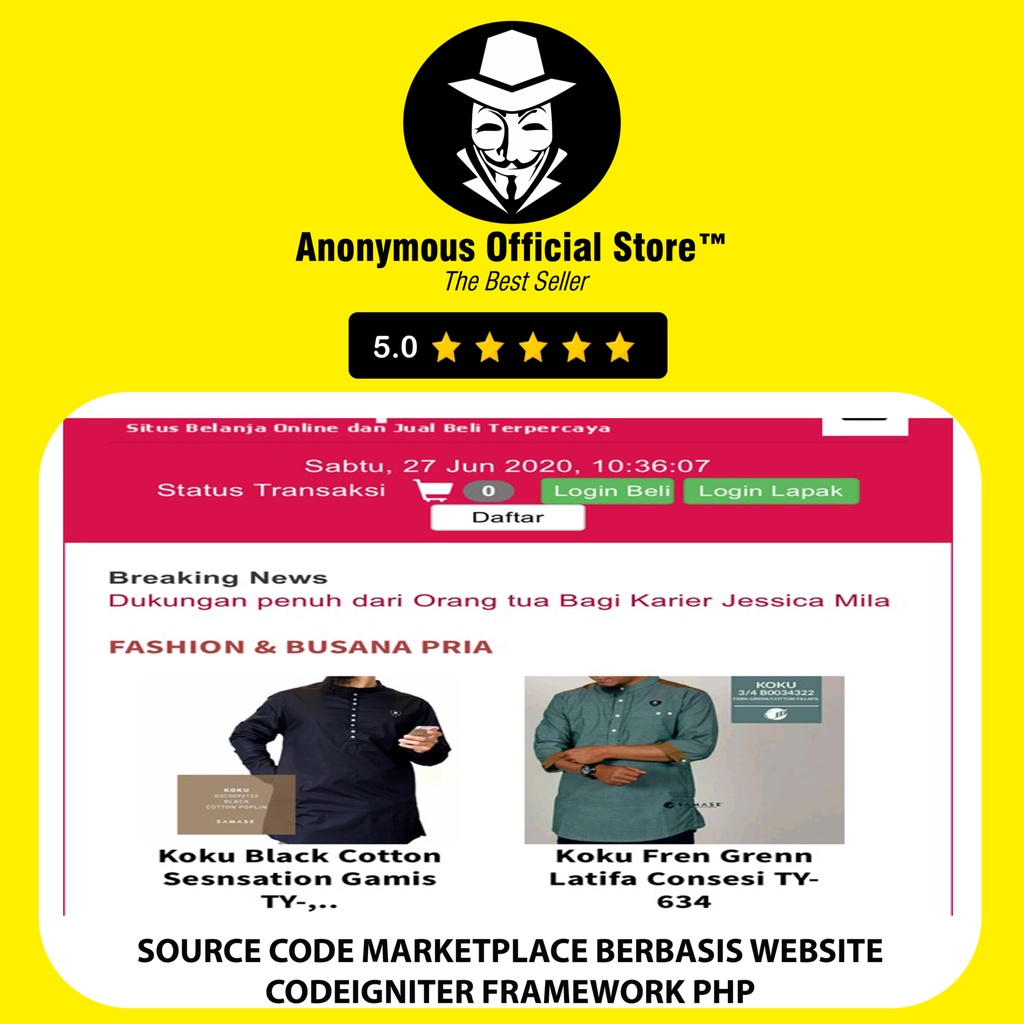 Jual Source Code Marketplace Berbasis Website Php Framework Codeigniter