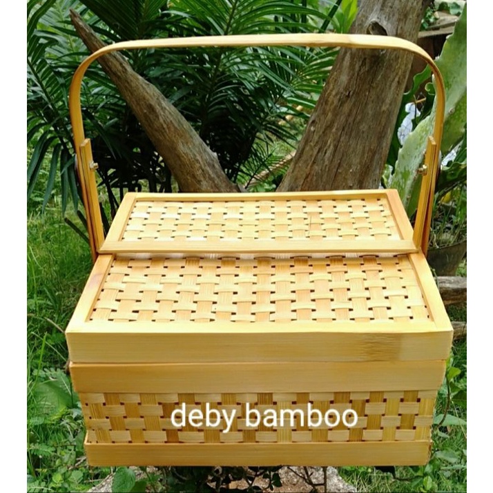 Jual rantang bambu/ keranjang bambu/ hampers 25x25cm Indonesia|Shopee Indonesia