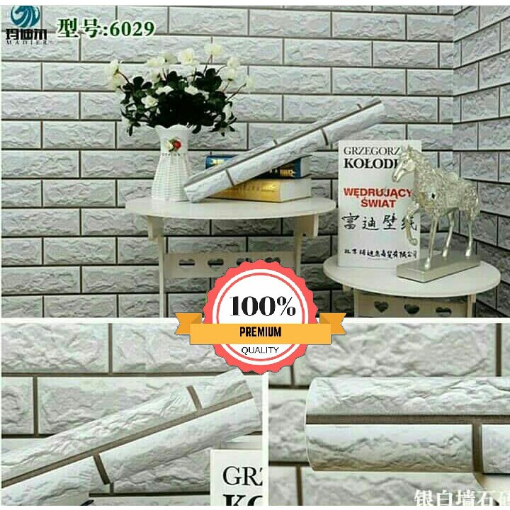 Jual Wallpaper Sticker Dinding Motif Bata Putih 10m x 45cm | Shopee ...