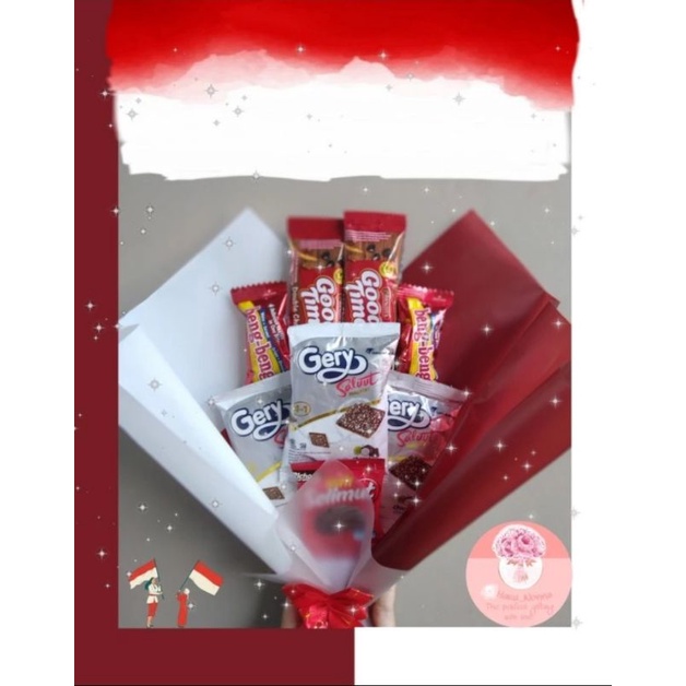 Jual buket snack wisuda merah putih version / bucket snack ulang tahun ...