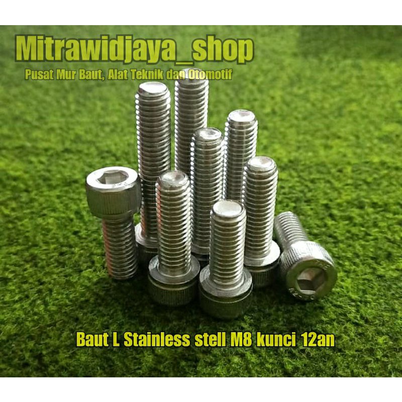 Jual BAUT L STAINLESS STELL A2-70 304 baut 12an baut L ss M8 diameter 8 mm p1.25 baut kunci 12 ...