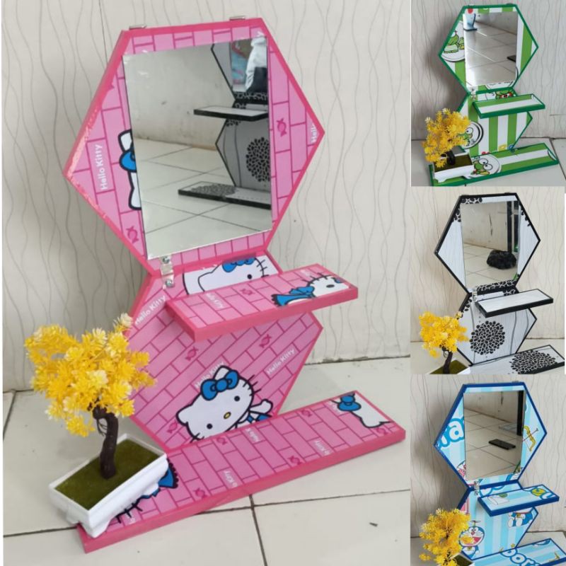 Jual Rak Kosmetik Dinding Gantung Tempat Make Up Pakai Cermin Karakter ...