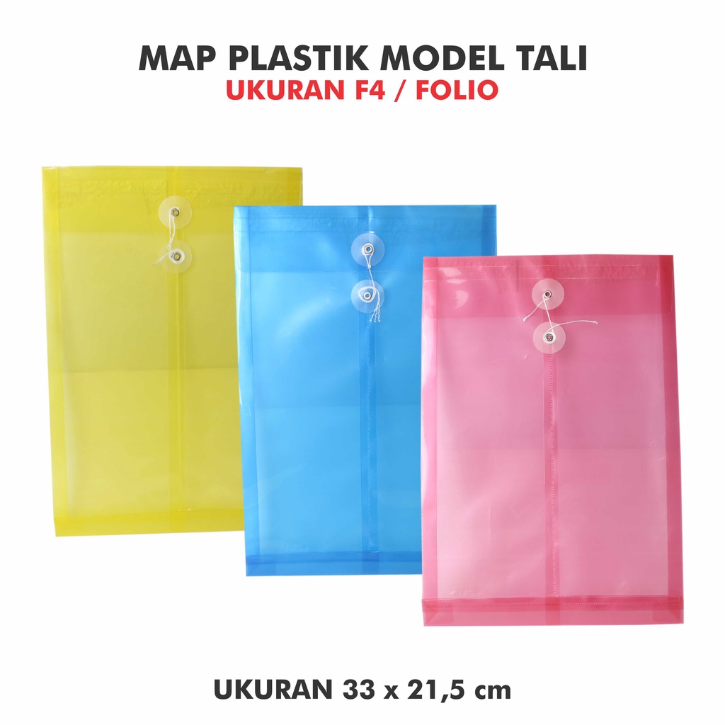 Jual Map Dokumen Folio F4 Dengan Tali Transparan Plastik Berwarna ...