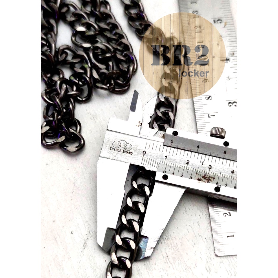 Jual Rantai Besi Lebar Segi 11 mm warna black nikel per meter | Shopee ...