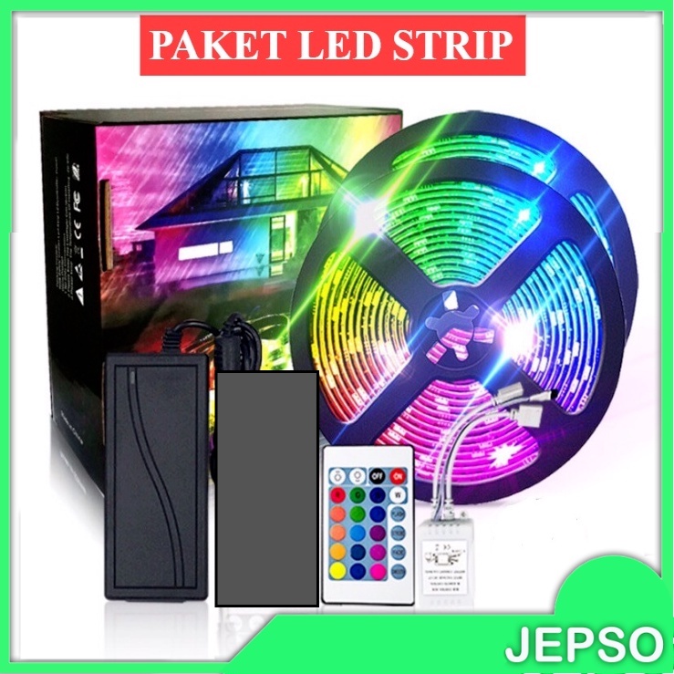 Jual Paket LED LAMPU STRIP 1 SET 2835 RGB 5Meter / 10Meter ANTI AIR ...