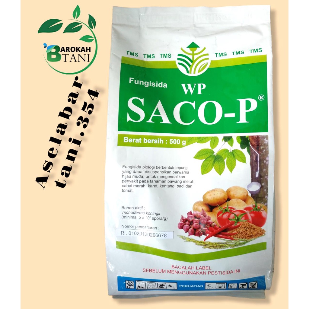 Jual Fungisida Saco-P WP Isi 500gr Bahan Aktif Trichoderma koningii ...