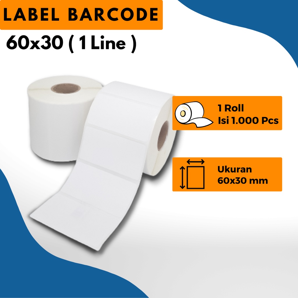 Jual LABEL BARCODE SEMICOATED 60x30 ( 1 LINE ) | Shopee Indonesia