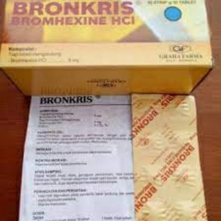 Jual BRONKRIS OBAT BATUK ISI 10 TABLET OBAT BATUK BERDAHAK BROMHEXINE ...