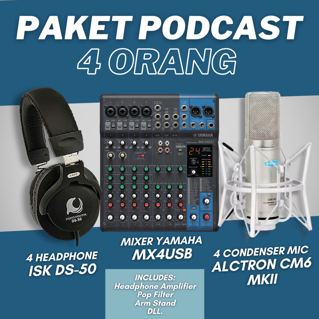 Jual Paket Podcast 4 Orang Mixer Yamaha MG10XU Mic Alctron CM6 MKII ...