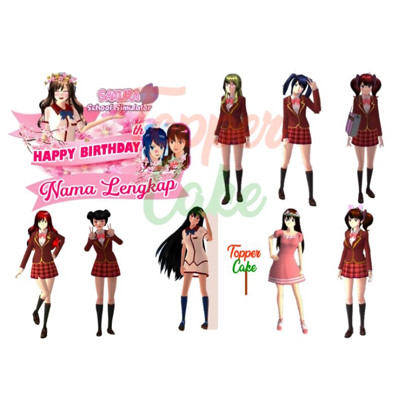 Jual Topper Cake Sakura School Simulator Girl Gratis Tambah Nama, usia ...