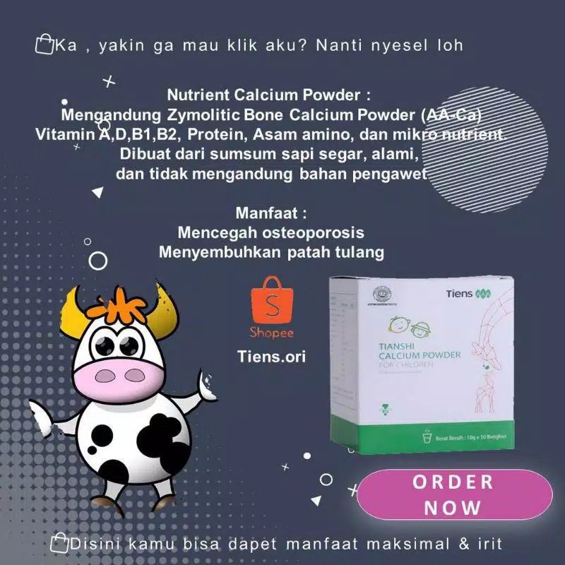 Jual Susu Kalsium Anak Tiens Peninggi Badan Anak 1-15CM Kecerdasan Anak ...