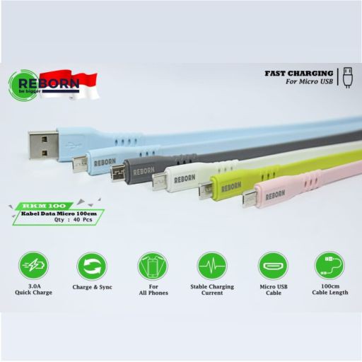 Jual Kabel Data Reborn Quick Charge 3.0 Micro USB 1 Meter | Shopee ...