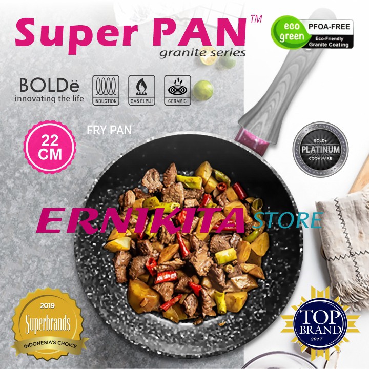 Jual BOLDe FRY PAN 22 CM - Super Pan Black Pink Granite Coating ...