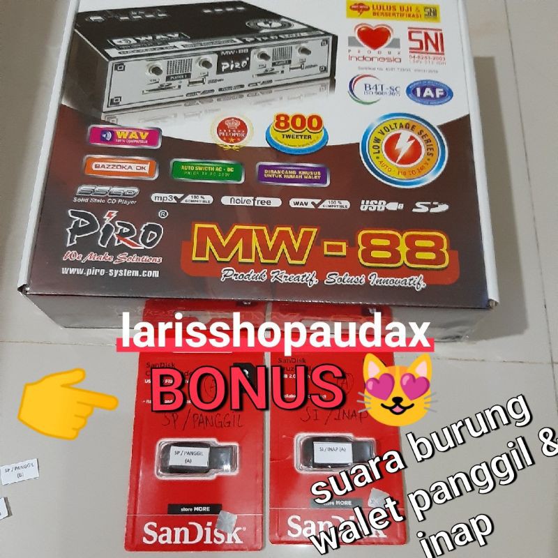 Jual AMPLI WALET PIRO MW 88 ANTI PETIR + 2 BUAH USB SUARA INAP & PANGGIL SUPER | Shopee Indonesia