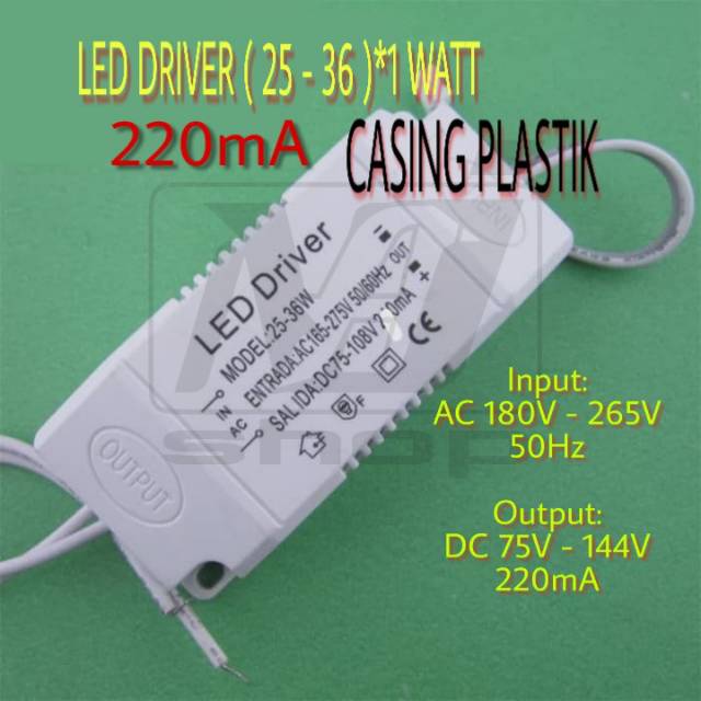 Jual LED DRIVER HPL HIGH POWER LED (25 - 36)* 1 WATT 220 mA CASING ...