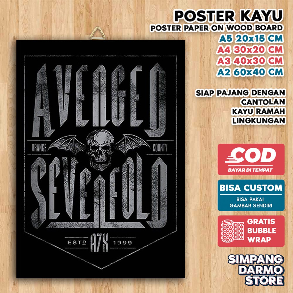Jual Poster Kayu Dark Aesthetic Avenged Sevnfold Band Metal M Shadows ...