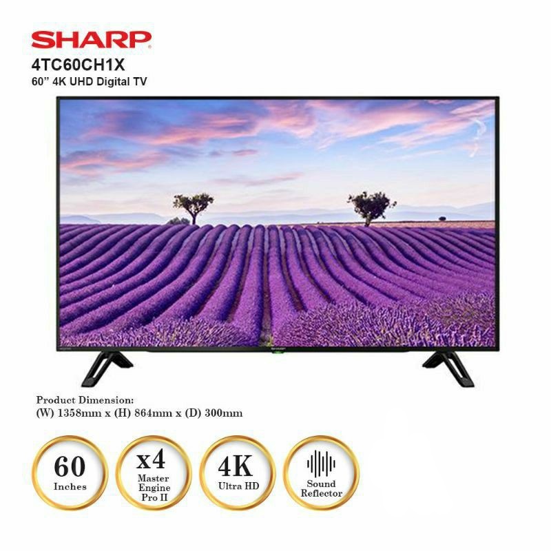 Jual LED TV Sharp 4T C60CH1X / 4TC60CH1X 4K UHD HDR 60 Inch | Shopee ...