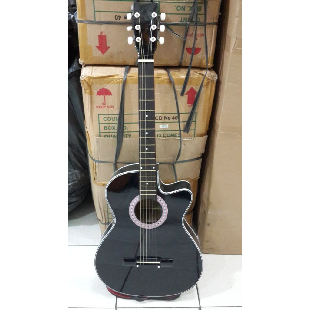 Jual Gitar Akustik Pemula Warna Hitam Model Coak Senar String Murah ...