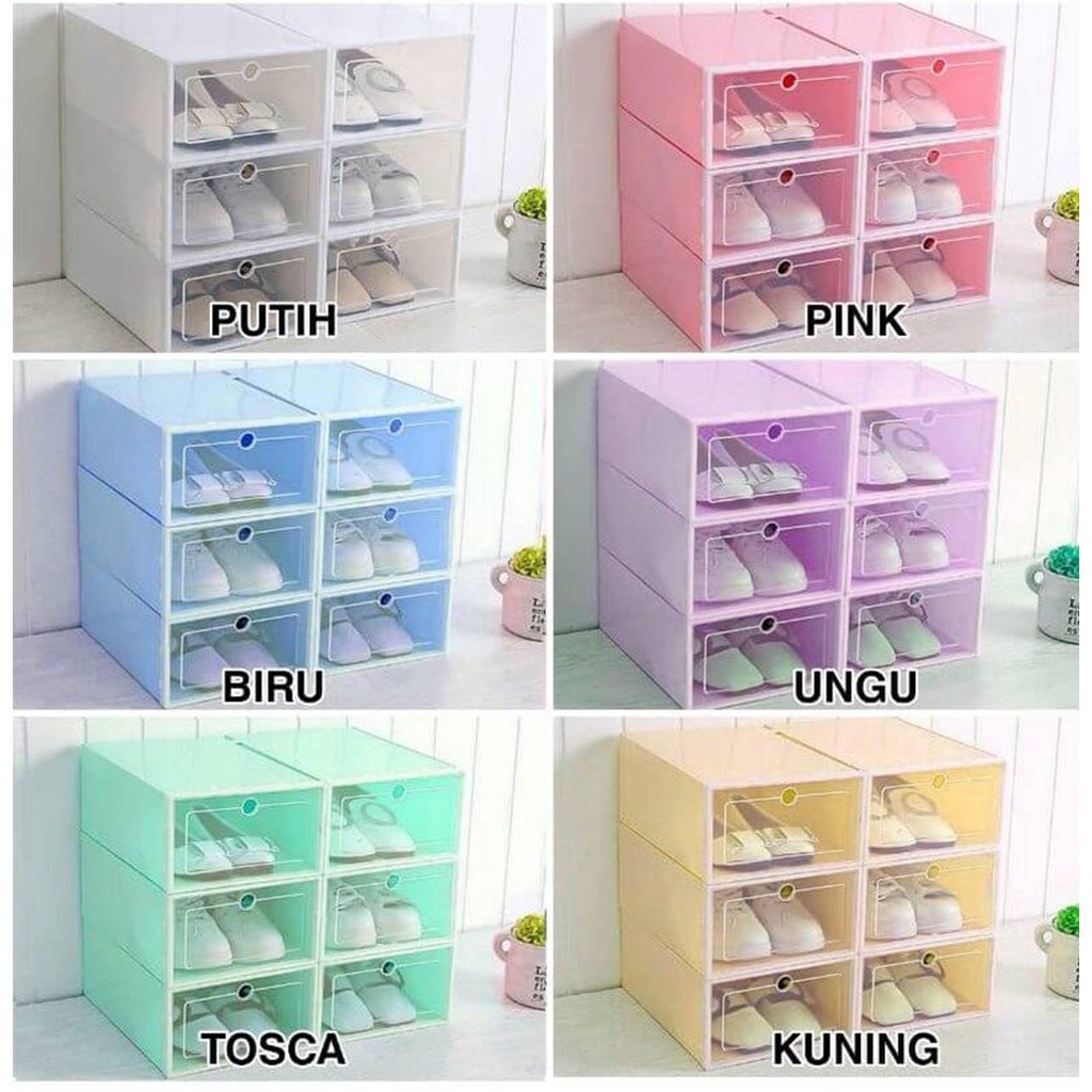 Jual E2 Kotak sepatu lipat rak sepatu plastik penyimpanan box ...