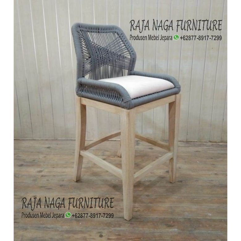 Jual Kursi Bar Tinggi Minimalis Kayu Woven Rope Bar Stool Outdoor ...
