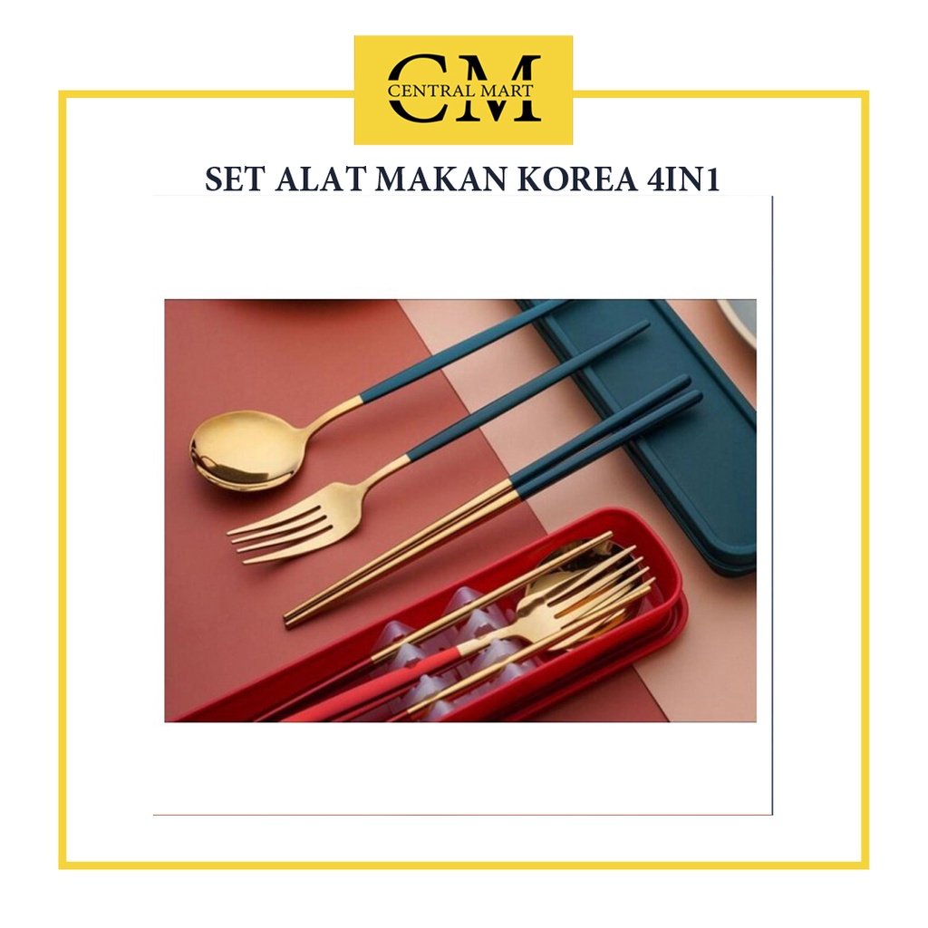 Jual SET ALAT MAKAN KOREA 4IN1 / SENDOK GARPU SUMPIT STAINLESS DENGAN ...