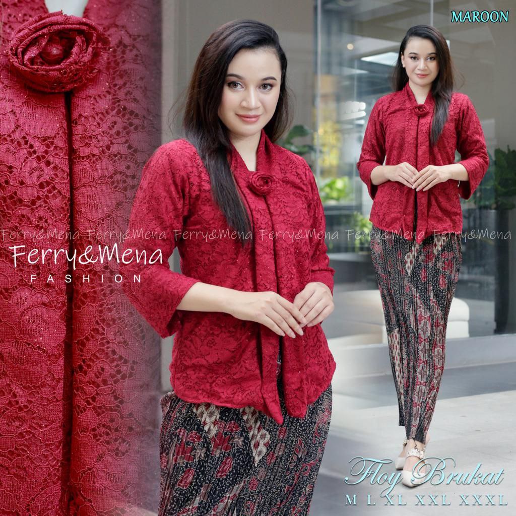 Jual NEW||KEBAYA FLOY STELAN MOTIF BUNGA DI DADA TERBARU||BAJU ...