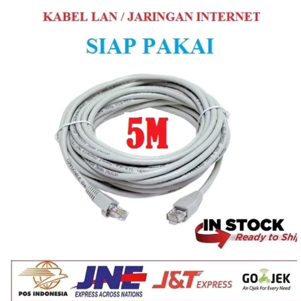Jual Kabel Lan 5 Meter UTP CAT5e -Rj45 - Plugboot Grey Siap Pakai 5 ...