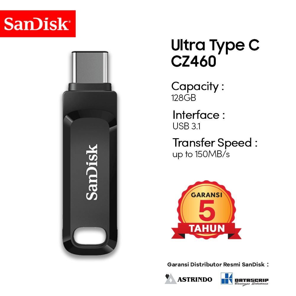 Flashdisk OTG Type C 128GB Ultra CZ460 - Garansi Resmi 5 Tahun | Shopee ...