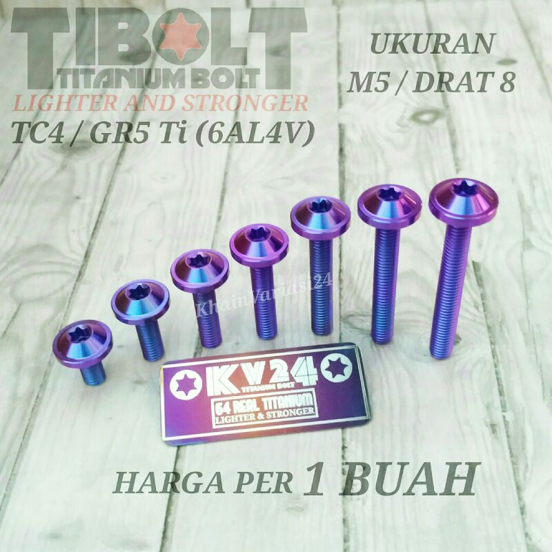 Jual Baut Titanium gr5 big head m5 x 10 15 20 25 30 35 40 drat 8 Visor dll | Shopee Indonesia